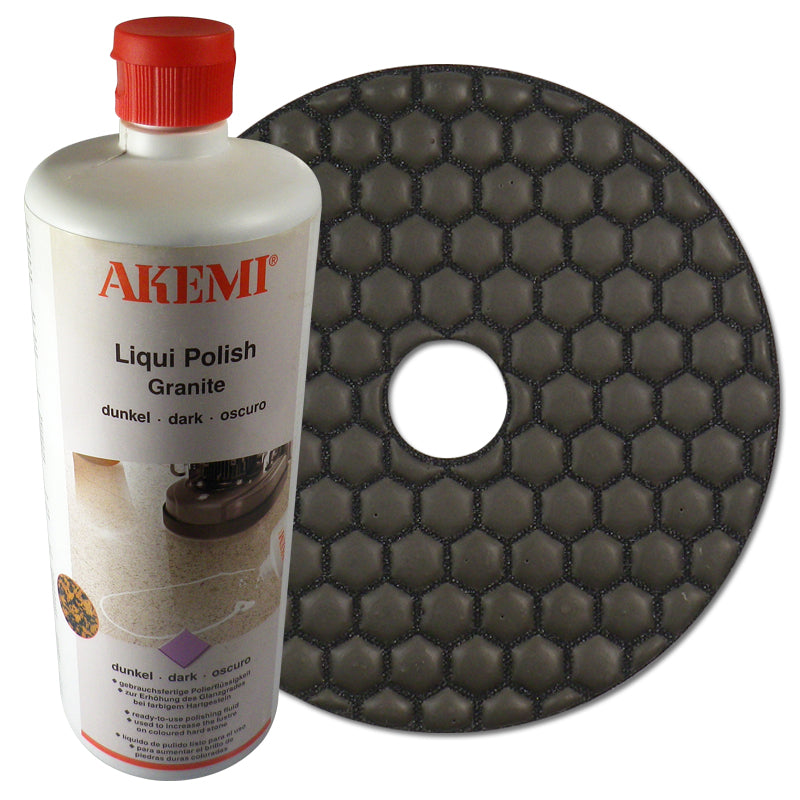 Kombiset, AKEMI Liquid Polish, 1000 ml, Diamant Schleifpad, 100 mm ...